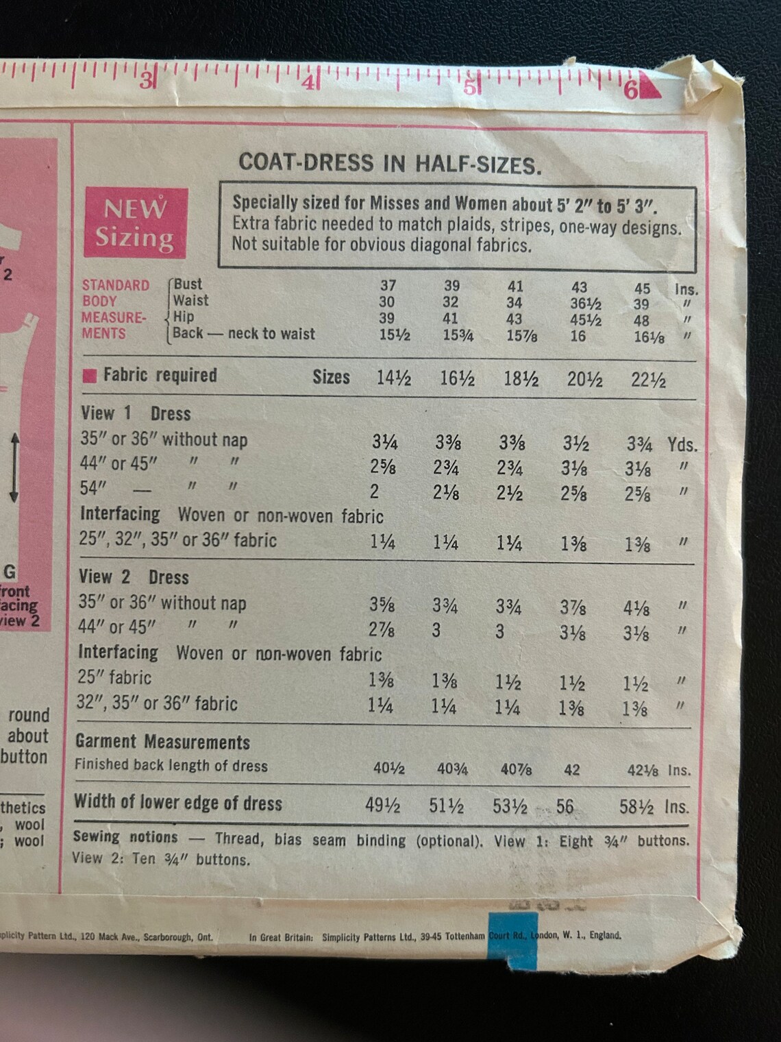 Vintage 1968 Simplicity Sewing Pattern 8055 Coat-dress in Half Sizes ...