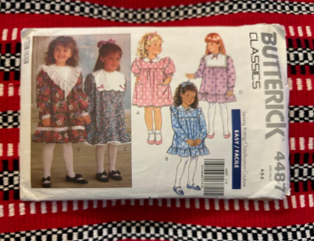 Vintage 1989 Butterick Classics Sewing Pattern 4487 Girl's Ruffled ...