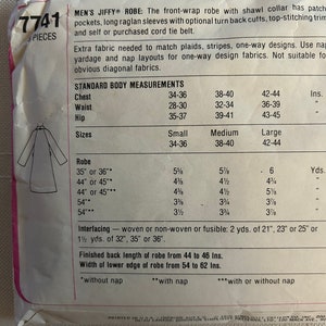 Vintage 1976 Simplicity Sewing Pattern 7741 Men’s Jiffy Robe Size Large ...
