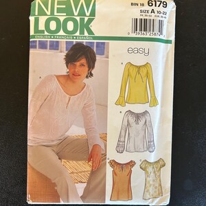Vintage 2002 New Look Sewing Pattern 6179 Misses' Peasant Tops With ...