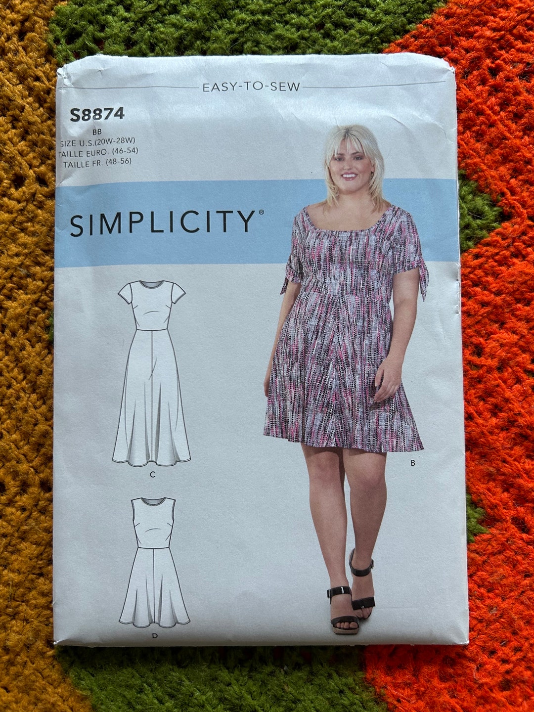 2023 Simplicity Sewing Pattern S8874 Women's Knit Dress in 2 Lengths With Neckline Variations ...