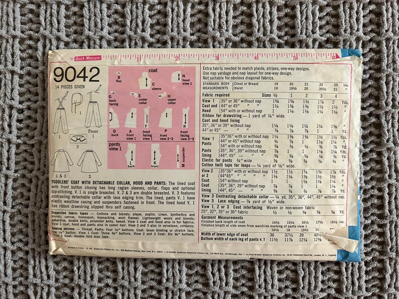 Vintage 1970 Simplicity Sewing Pattern 9042 Toddlers Coat - Etsy