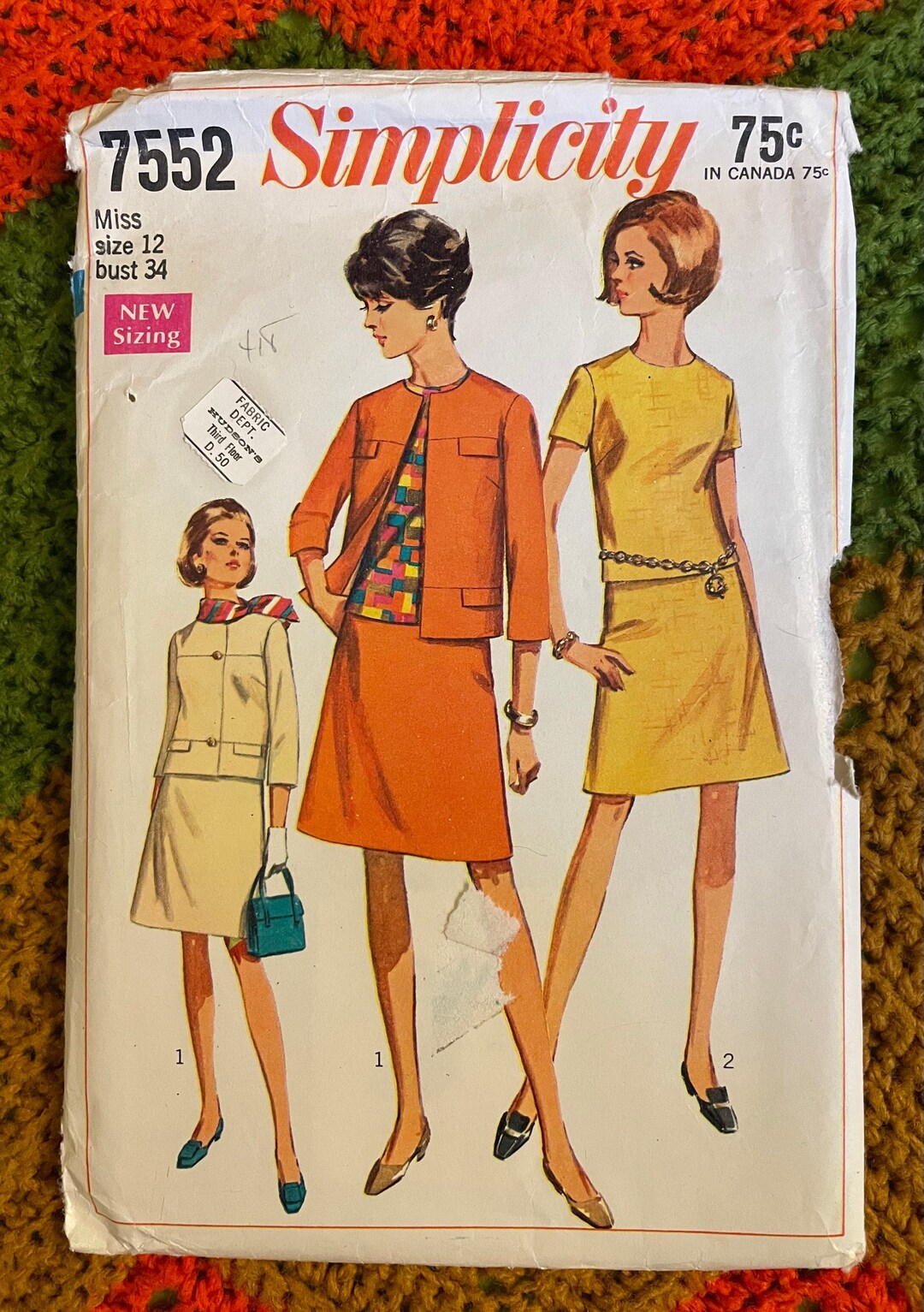 Vintage 1968 Simplicity Sewing Pattern 7552 Misses' Suit & Overblouse ...