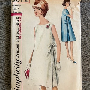 Vintage 1963 Simplicity Sewing Pattern 5271 Maternity One-piece Dress ...