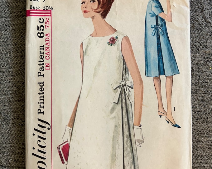 Vintage 1963 Simplicity Sewing Pattern 5271 Maternity One-piece Dress ...