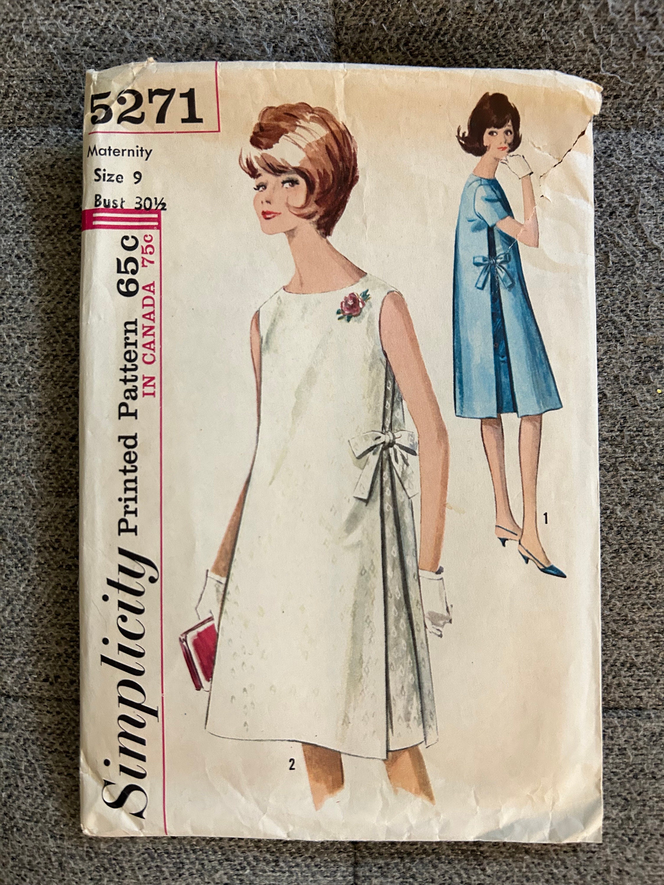 Vintage 1963 Simplicity Sewing Pattern 5271 Maternity One-piece Dress ...
