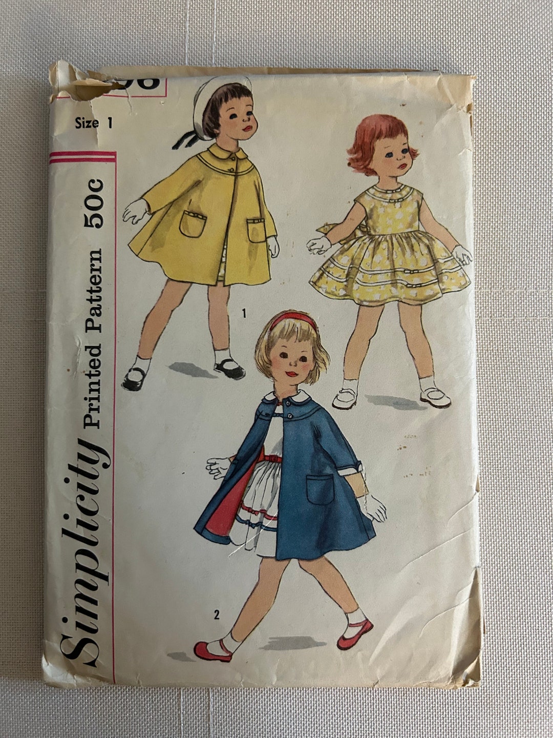 Vintage 1960's Simplicity Sewing Pattern 2396 Toddlers' One Piece Dress ...