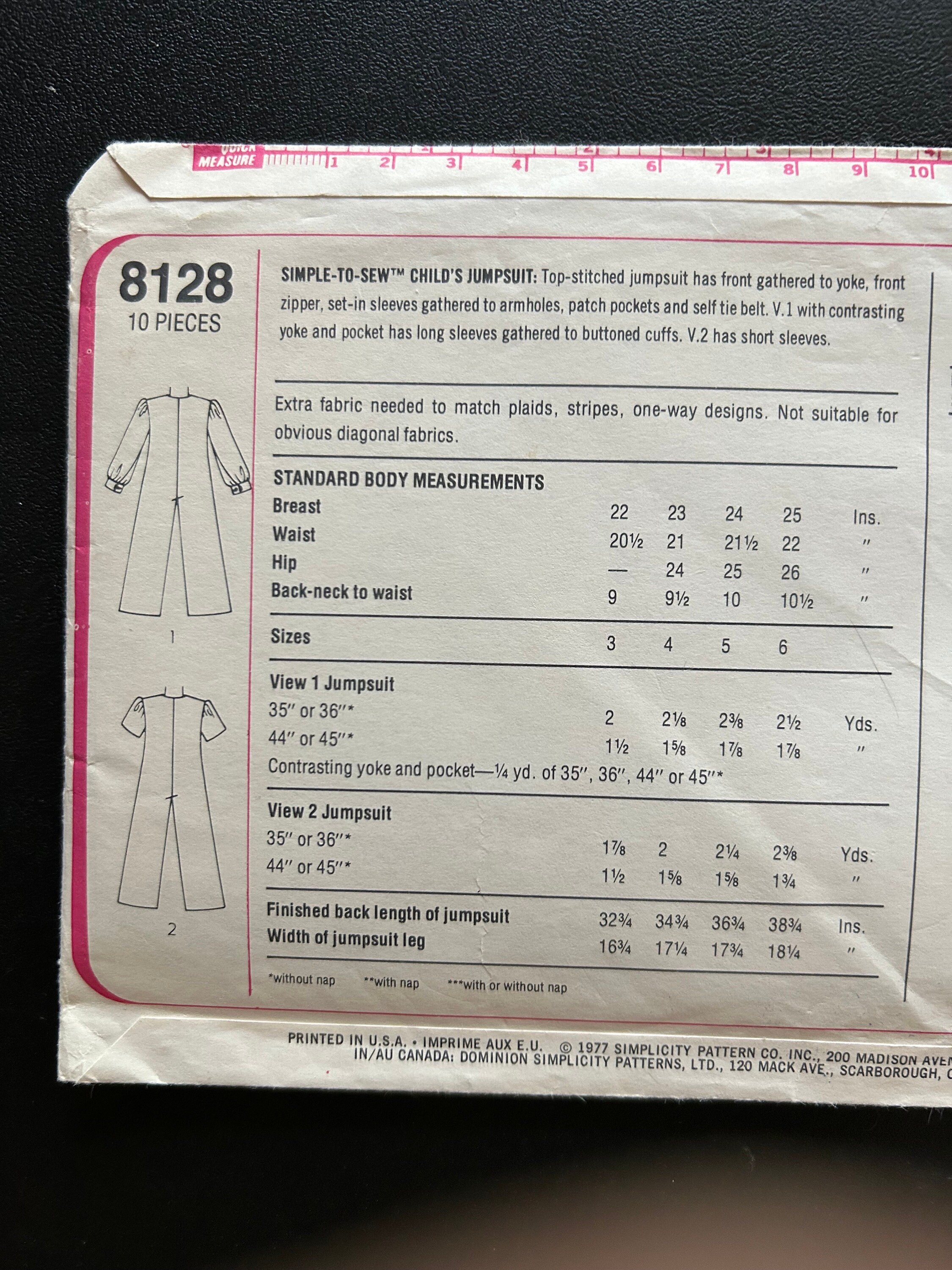 Vintage 1977 Simplicity Sewing Pattern 8128 Simple-to-sew Childs Long ...