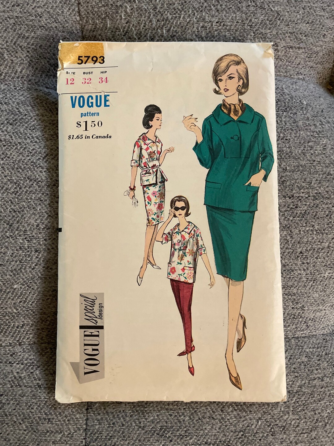 Vintage 1960's Vogue Special Design Pattern 5793 Misses' Blouse, Pencil ...