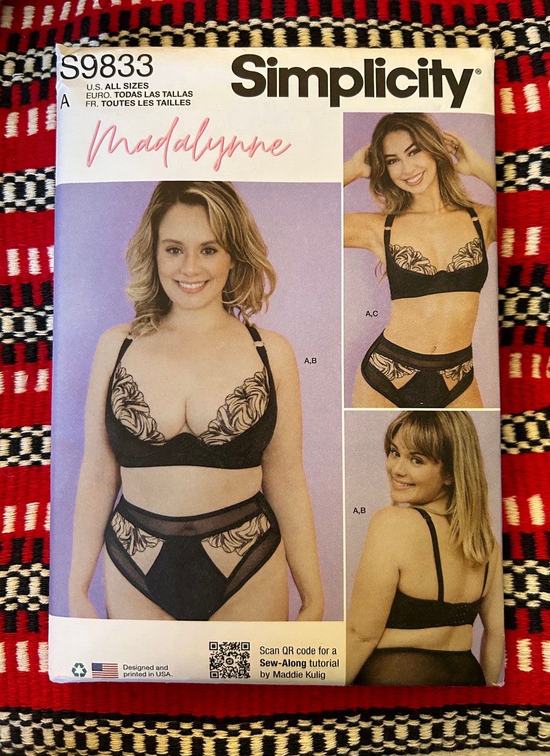 2023 Simplicity Sewing Pattern S9833 Retro Misses' & Women's Bra Panty and Thong by Madalynne XS ...