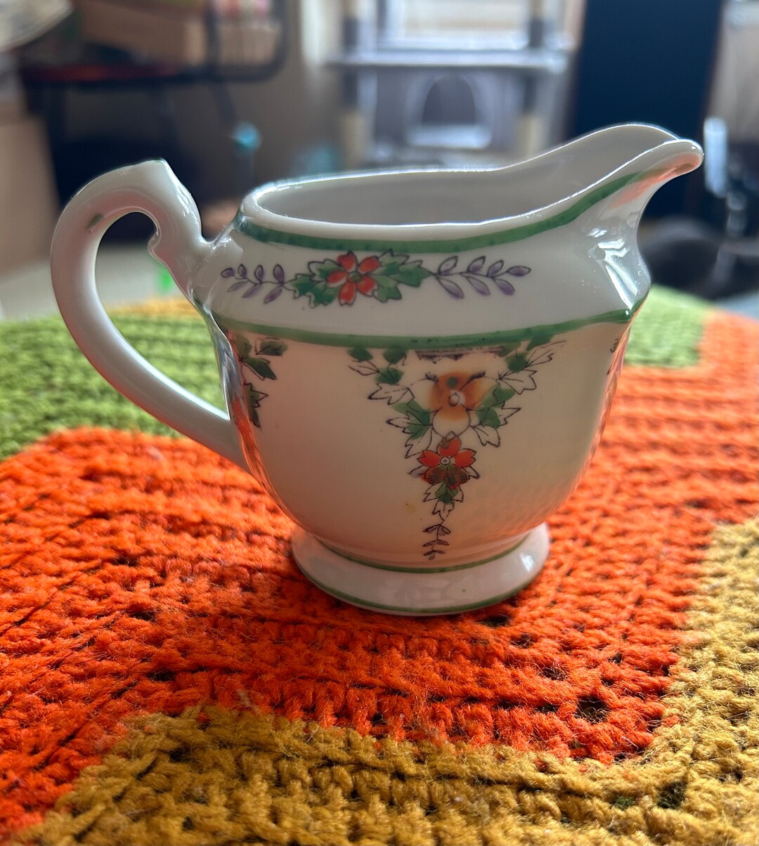 Vintage 1940's Porcelain Creamer Red Made in Japan Stamp Orange, Yellow ...