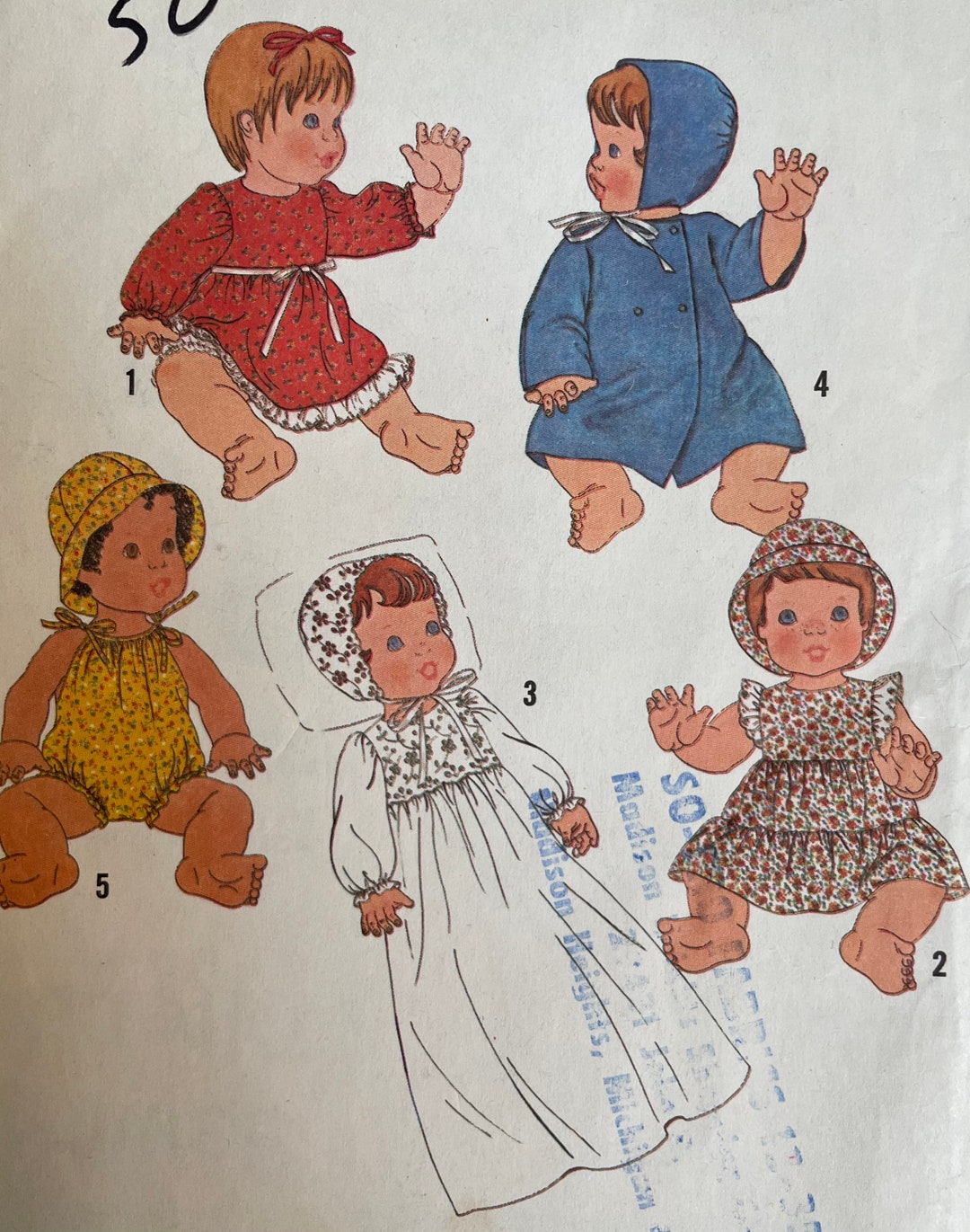 Vintage 1978 Simplicity Sewing Pattern #8817 Wardrobe for Baby Dolls ...