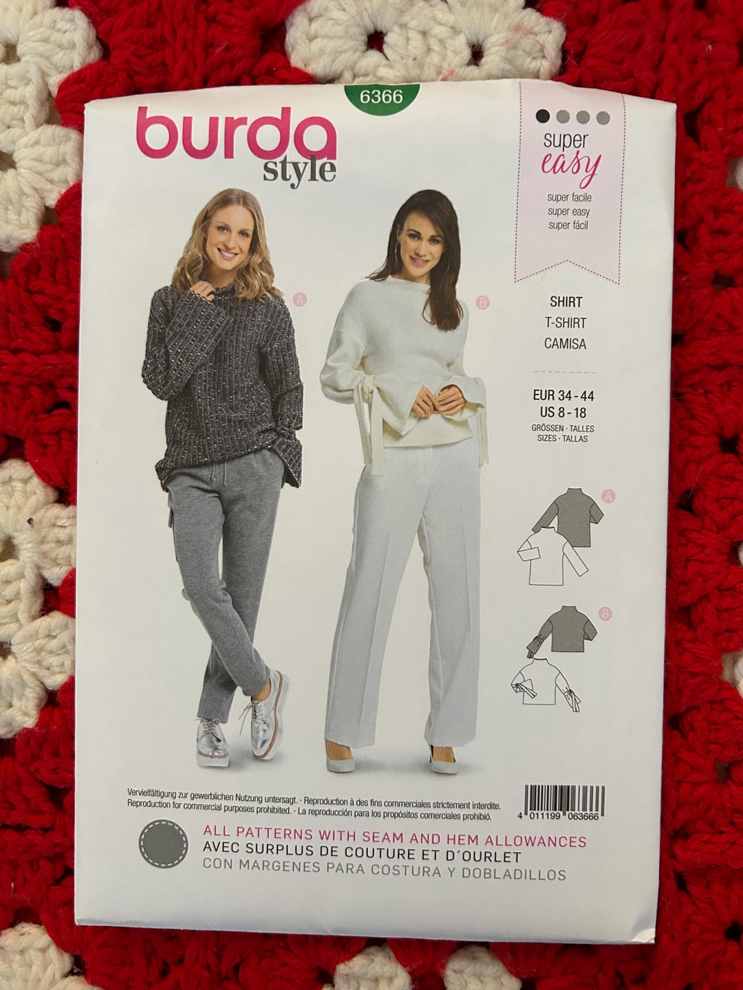Burda Style Super Easy Sewing Pattern 6366 Misses' High Neck Shirt Size ...