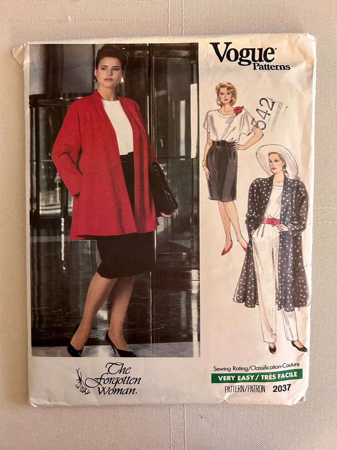 Vintage 1988 Vogue the Forgotten Woman Pattern 2037 Misses' Plus Size ...