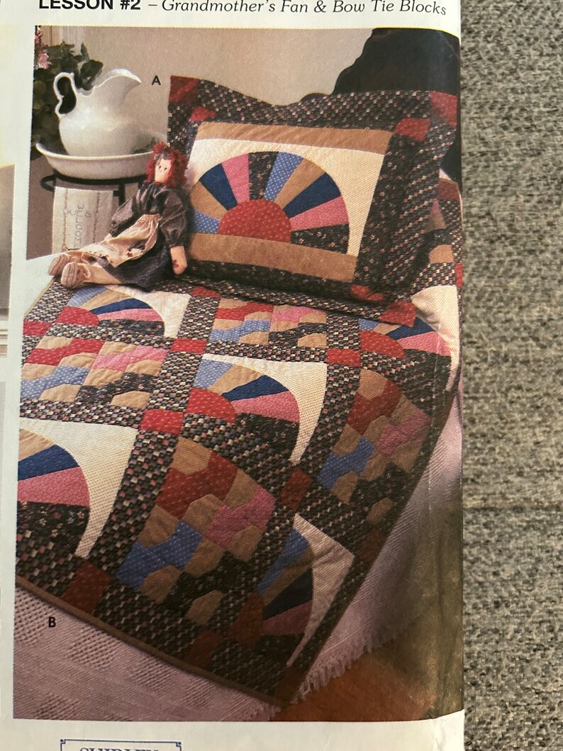 2000 Simplicity Quilt Block Club Sewing Pattern 9234 Lesson 2 Grandmother's Fan & Bow Tie Blocks ...