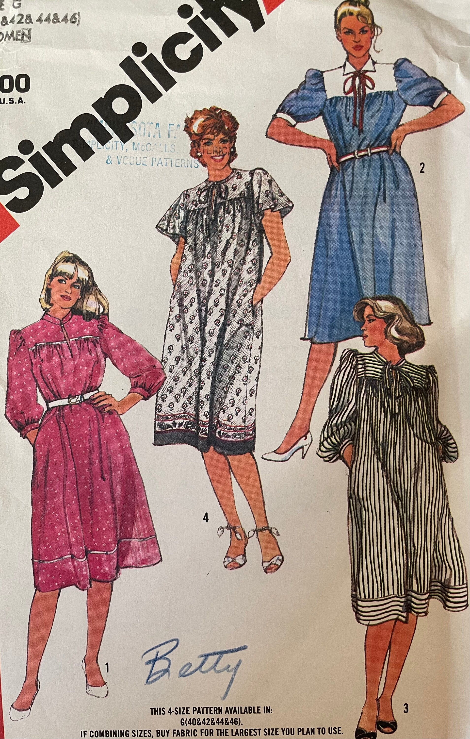 Vintage 1983 Simplicity Sewing Pattern 5902 Women's Loose-fitting ...