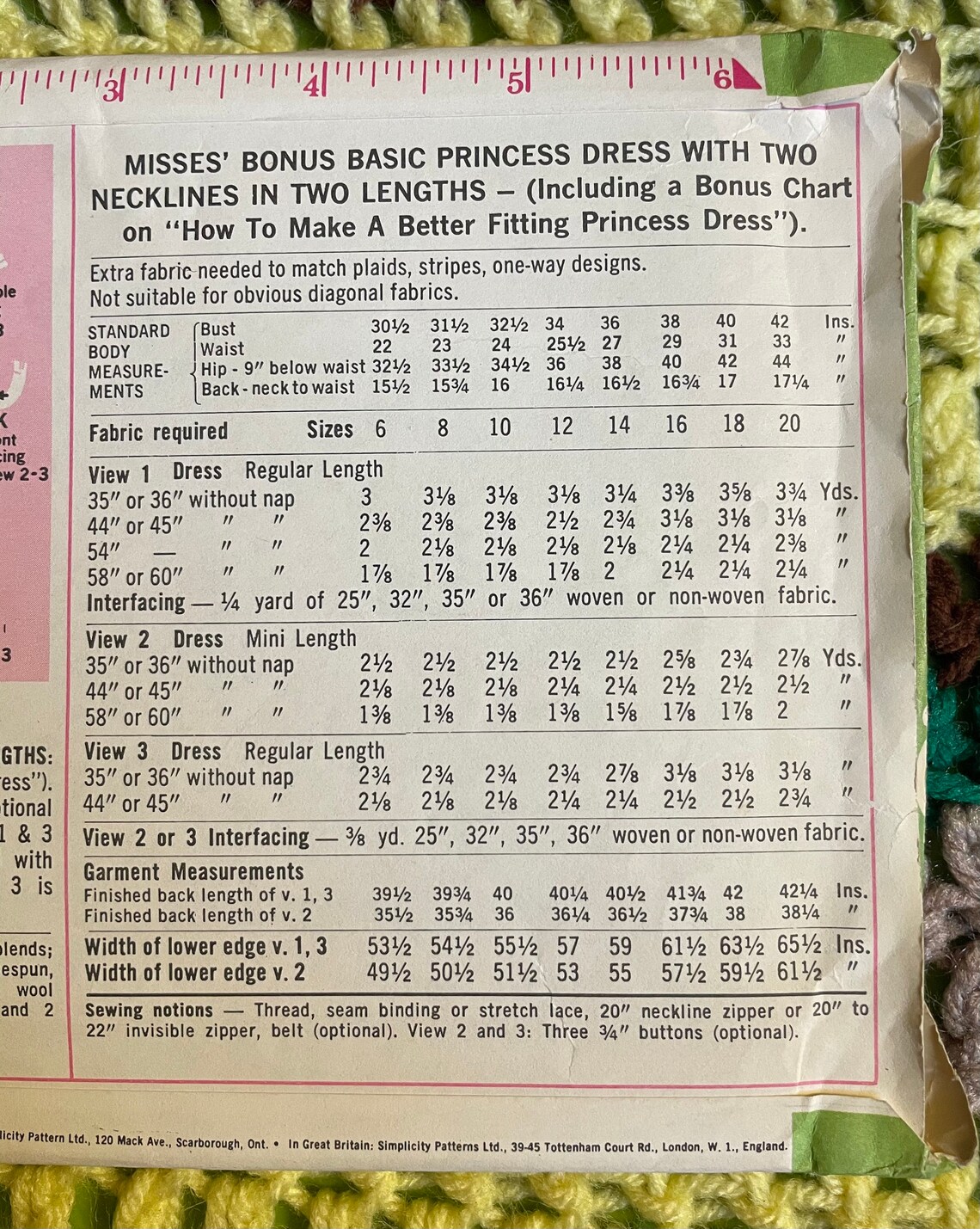 Vintage 1970 Simplicity Sewing Pattern # 8884 Misses' Princess Dress ...