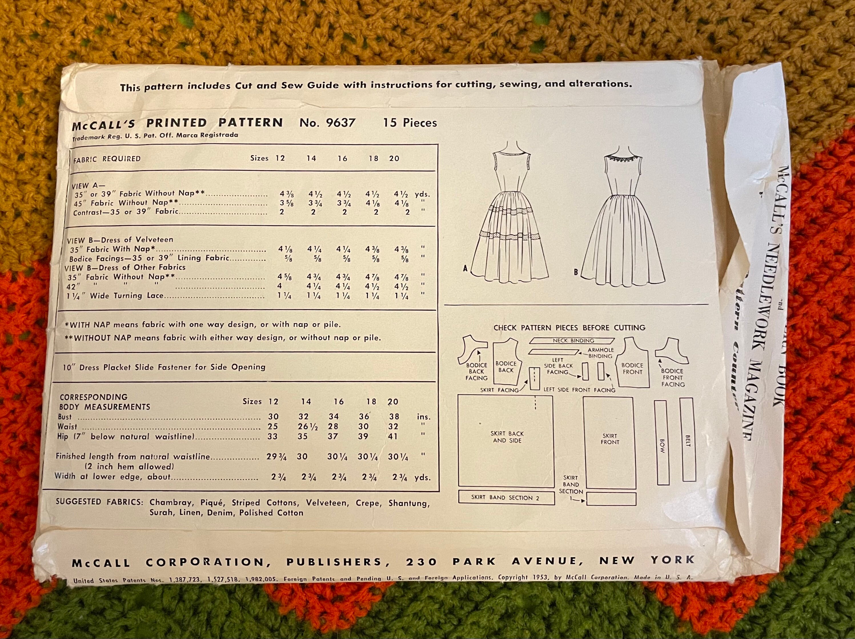 Vintage 1953 Mccall's Pattern 9637 Misses' Sleeveless - Etsy