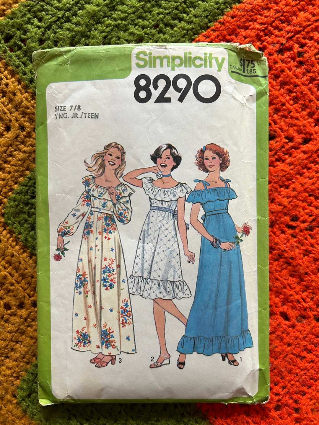 Vintage 1977 Simplicity Sewing Pattern 8290 Young Junior Teens ...