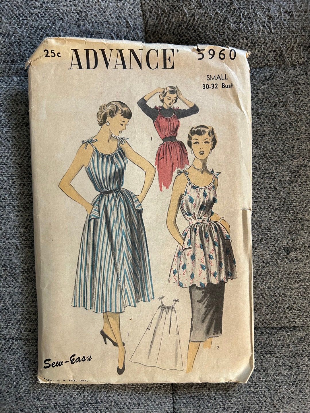 Vintage 1951 Advance Sew-easy Pattern 5960 Misses’ Sundress or Top With ...