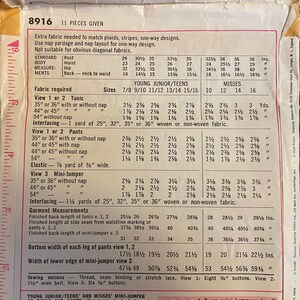 Vintage 1970 Simplicity Sewing Pattern 8916 Misses' Mini-jumper or ...