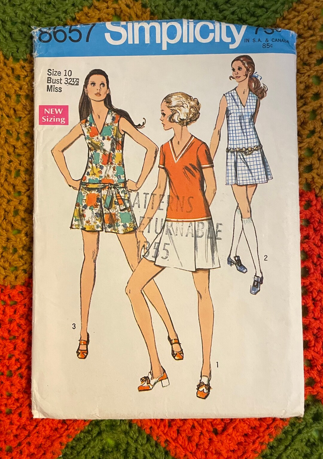 Vintage 1969 Simplicity Sewing Pattern 8657 Misses' Mini-pantdress ...