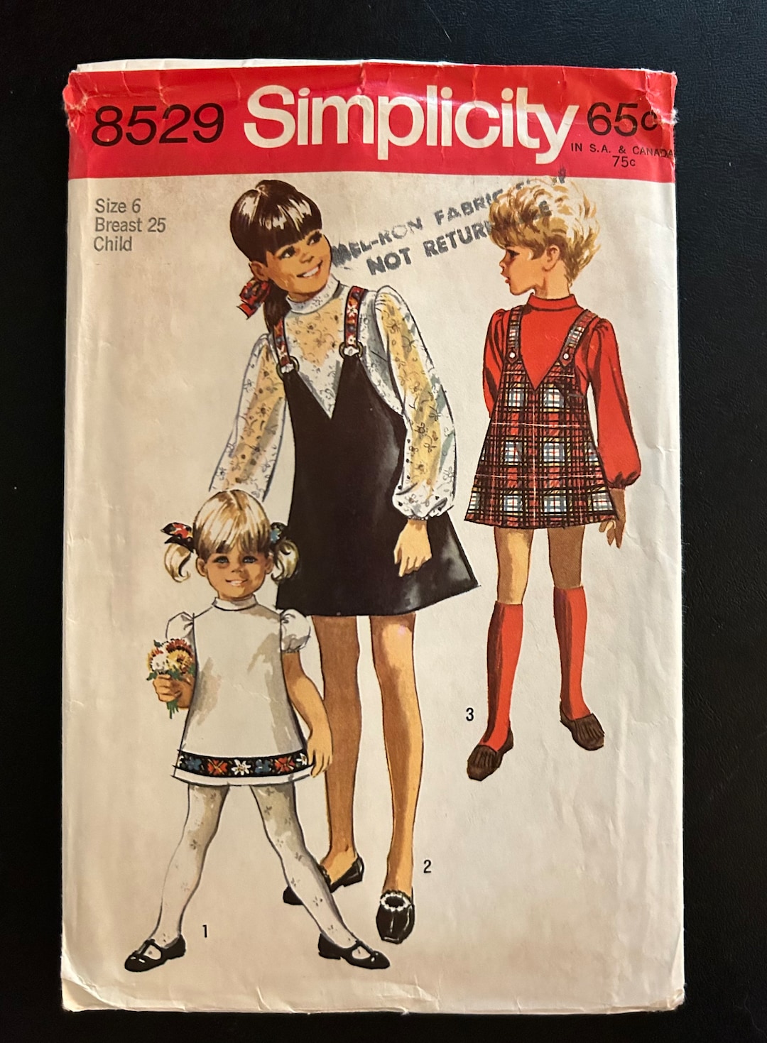 Vintage 1969 Simplicity Sewing Pattern 8529 Girls' Jumper and Dress ...
