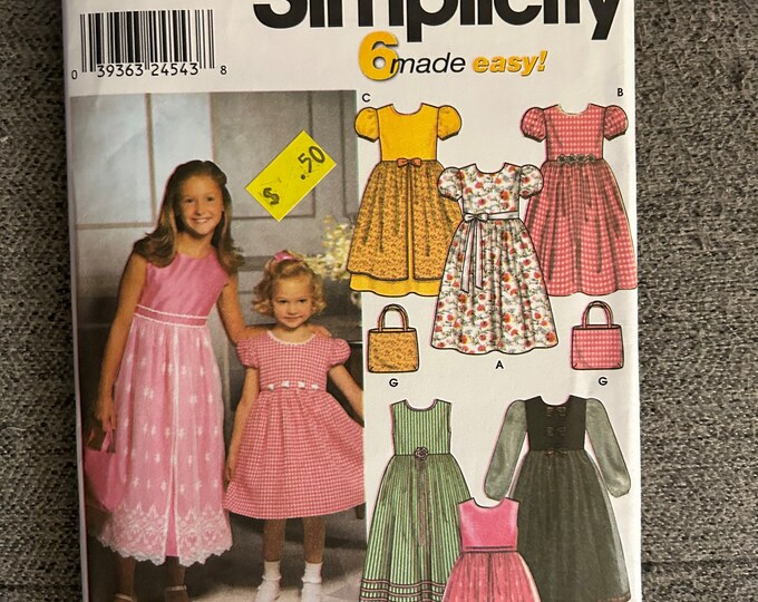 Vintage 2000 Simplicity Sewing Pattern 9497 Girls' Purse and Dress With ...