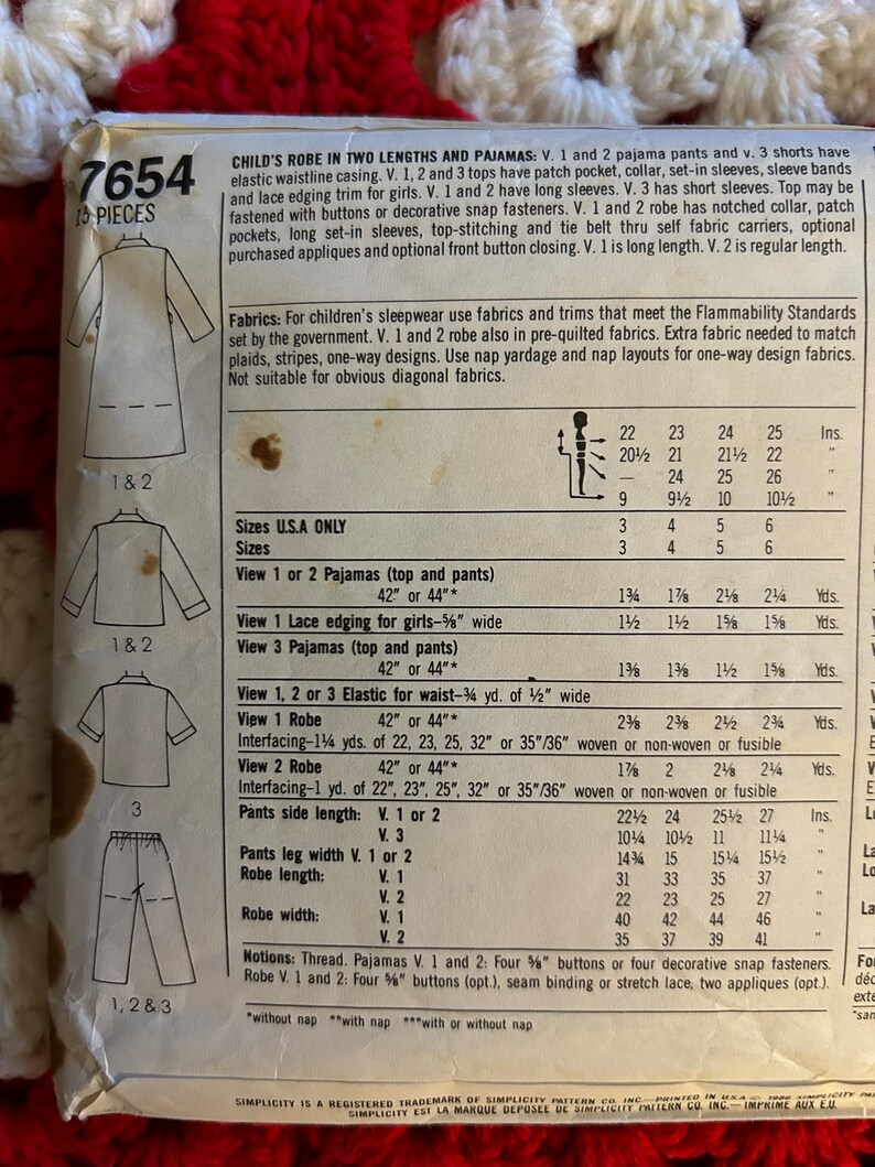 Vintage 1986 Simplicity Sewing Pattern 7654 Childs' Robe in 2 Lengths ...