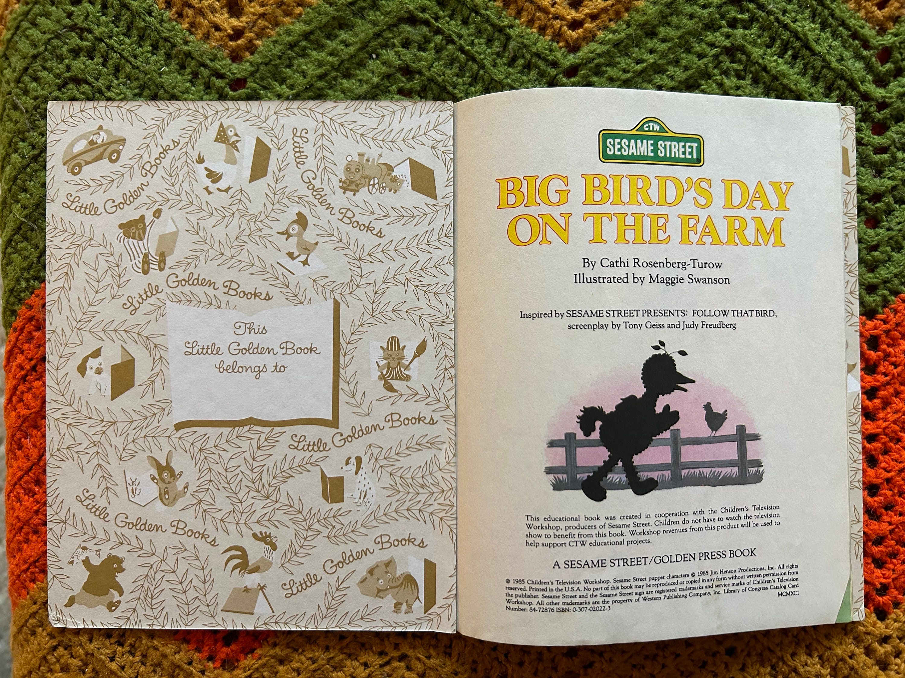 Vintage 1985 Big Bird's Day on the Farm Little Golden Book Sesame ...