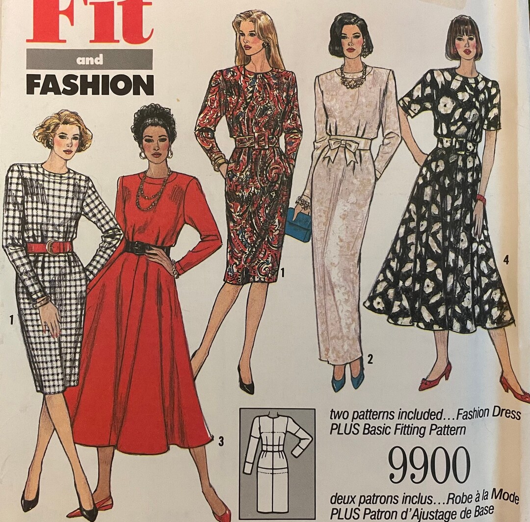 Vintage 1990 Simplicity Fit & Fashion Pattern 9900 Misses' Dress in 3 ...