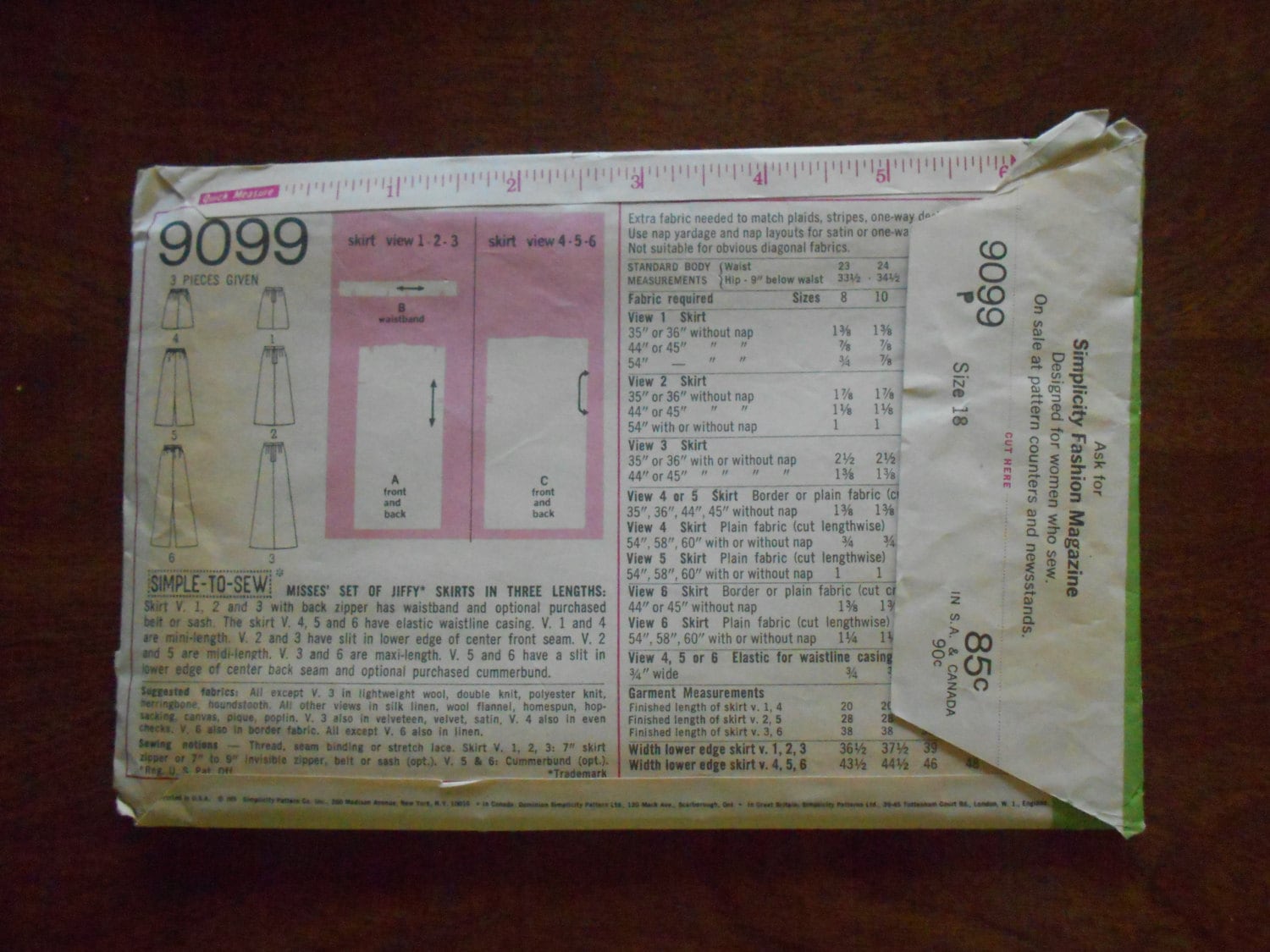 Vintage 1970 Simplicity Sewing Pattern 9099 Misses' Mini, Midi or Maxi ...