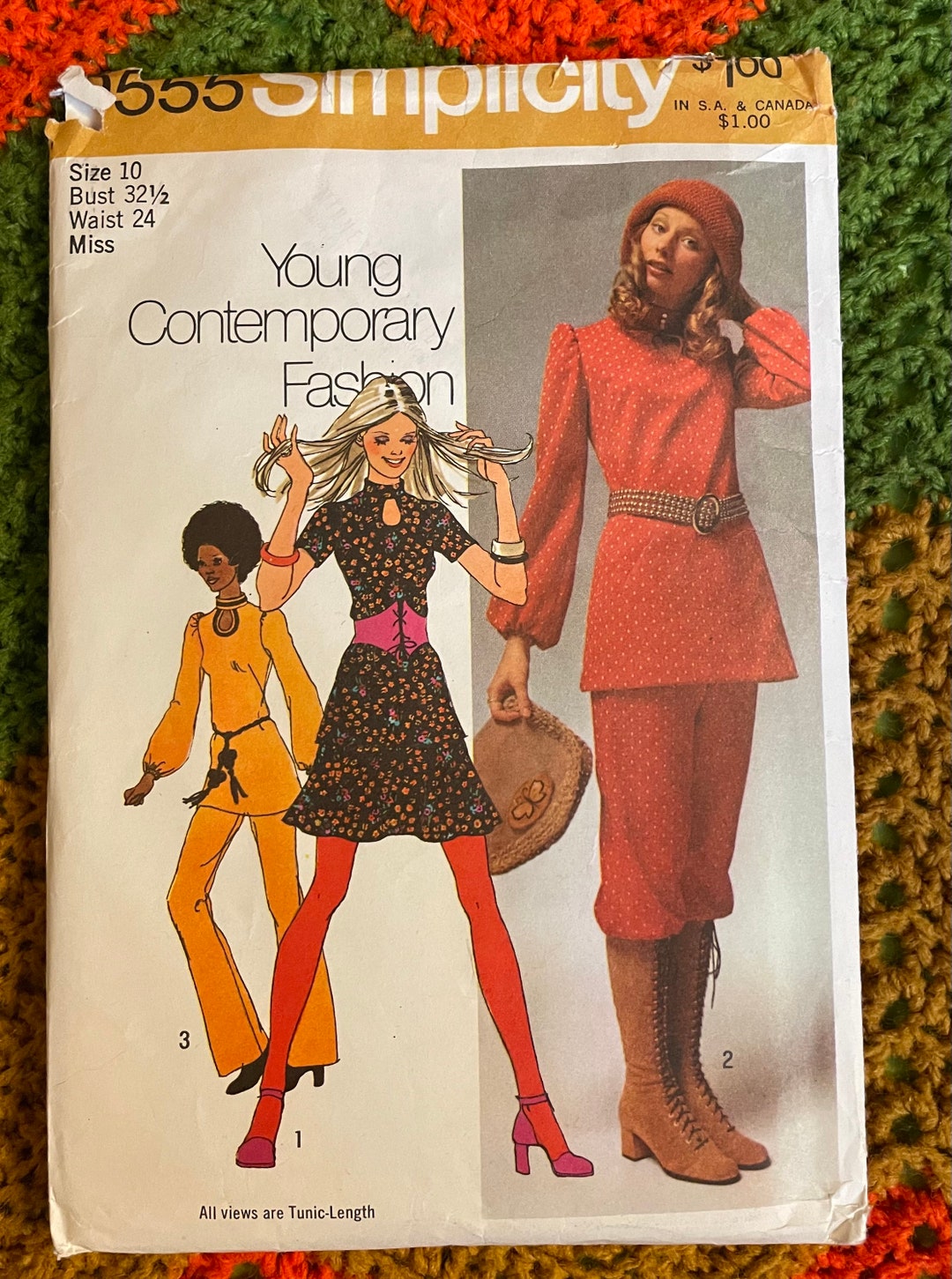 Vintage 1971 Simplicity Sewing Pattern 9555 Young Contemporary Fashion ...