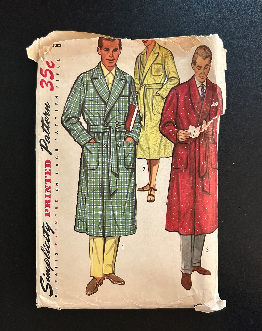 Vintage 1956 Simplicity Sewing Pattern 1758 Men's Robes & Beach Robe ...