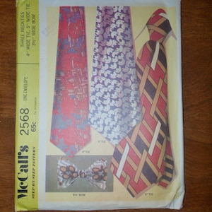 Vintage 1970 Mccall's Sewing Pattern 2568 Men's Neckties ~ 4" Wide Tie ...