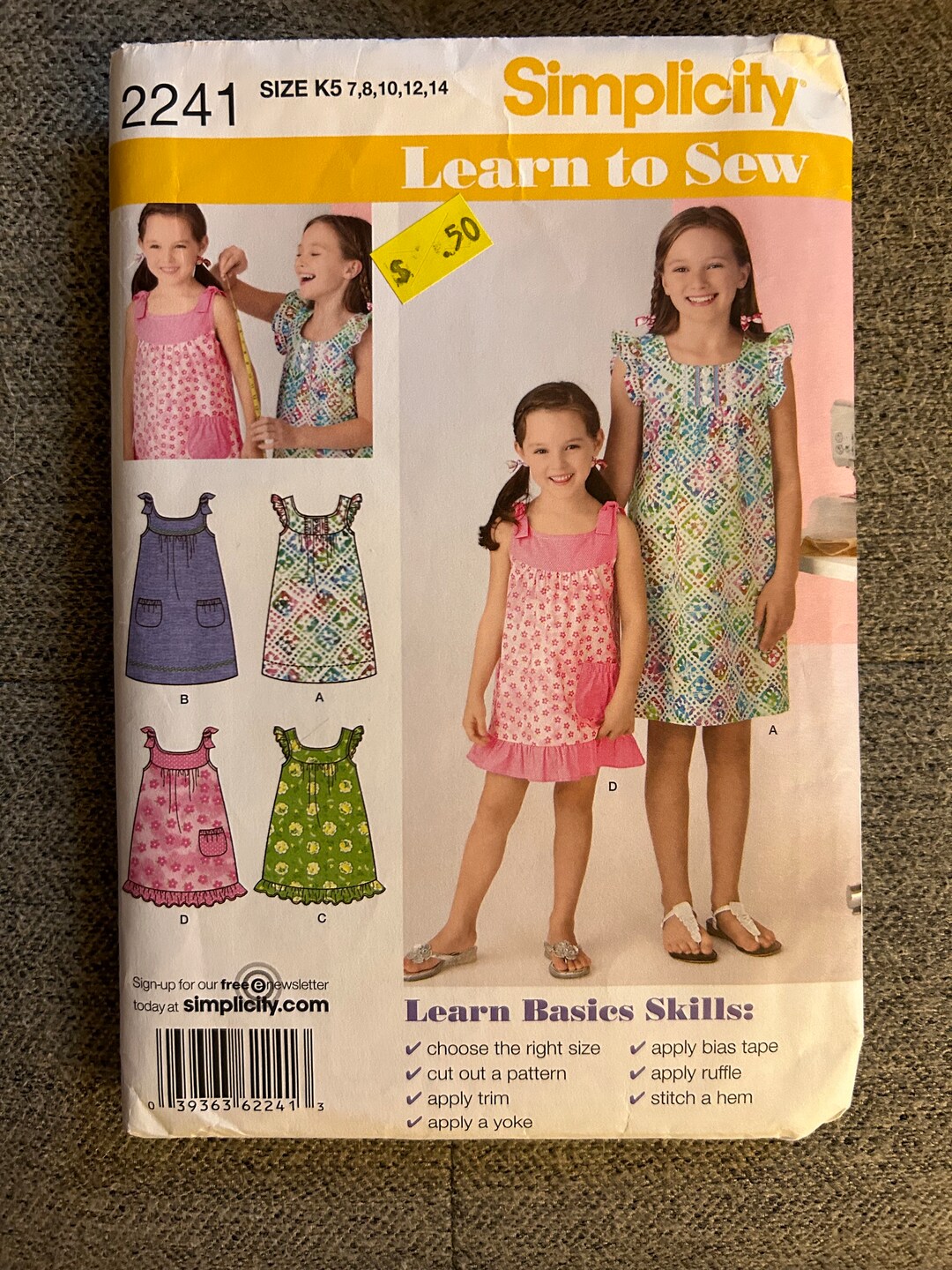 Vintage 2011 Simplicity Sewing Pattern 2241 Girls' Sundress Dress in 2 ...