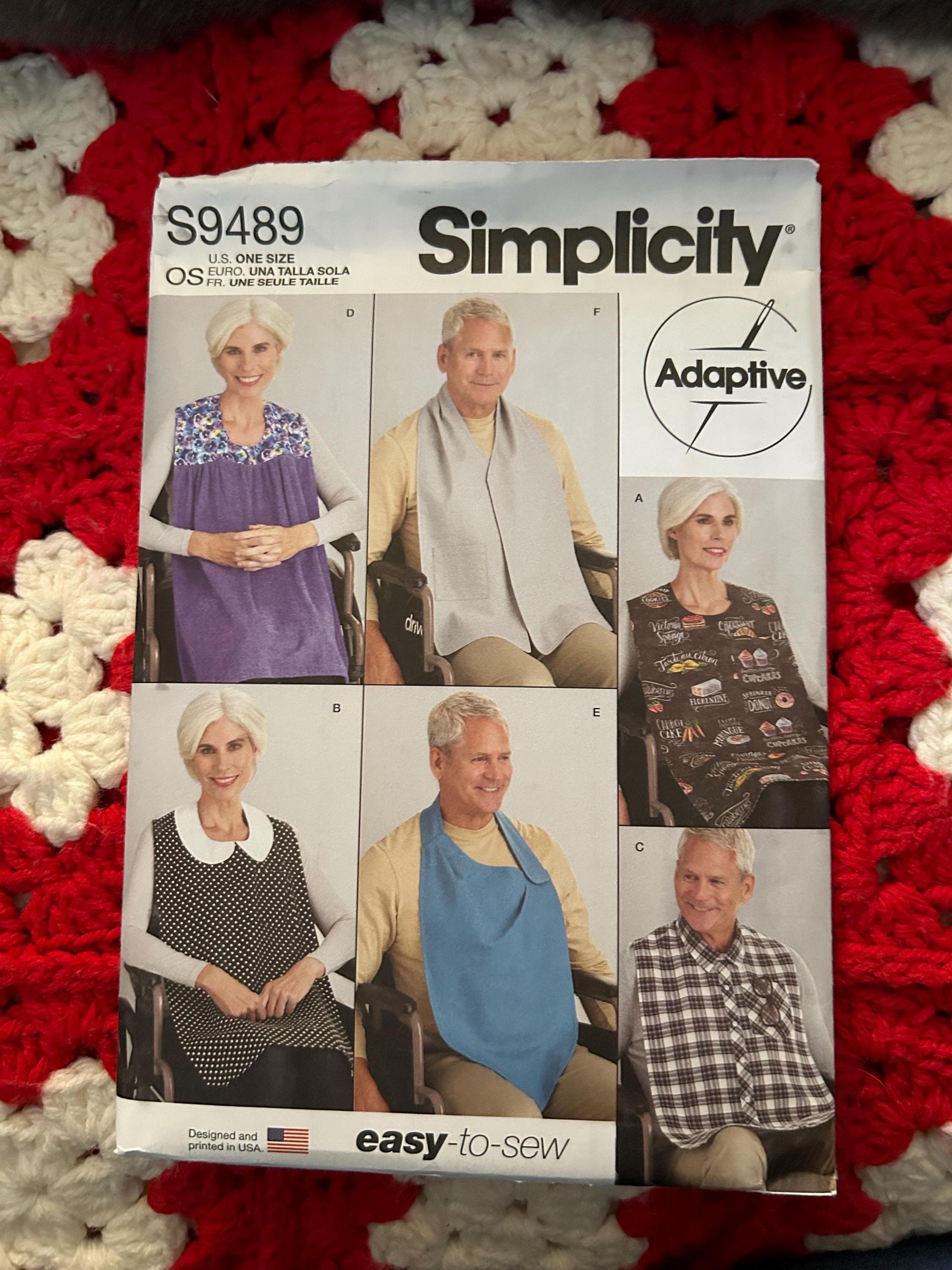 2022 Simplicity Easy Sewing Pattern S9489 Adaptive Adult Bibs Size 14 ...
