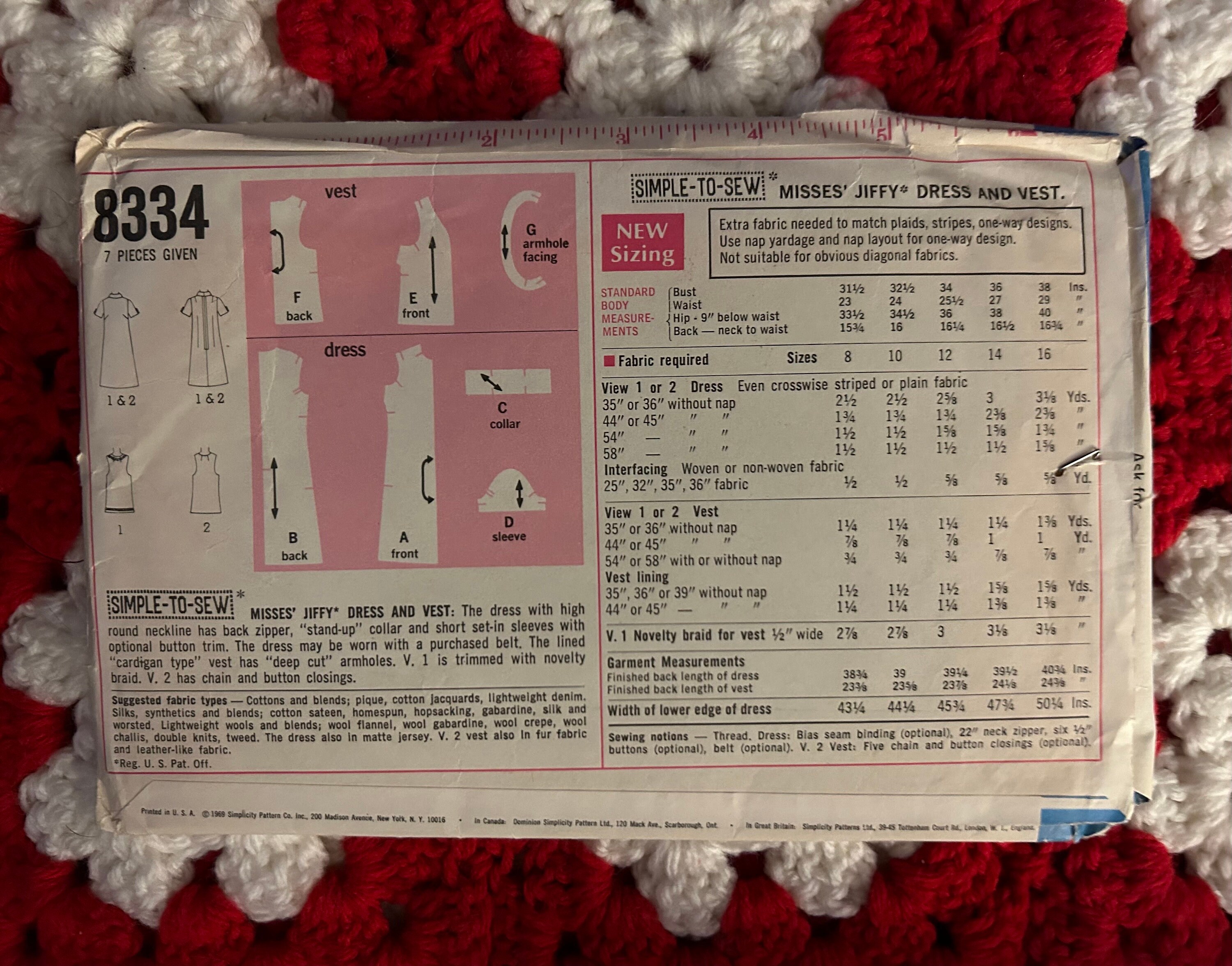 Vintage 1969 Simplicity Sewing Pattern 8334 Misses' Jiffy - Etsy
