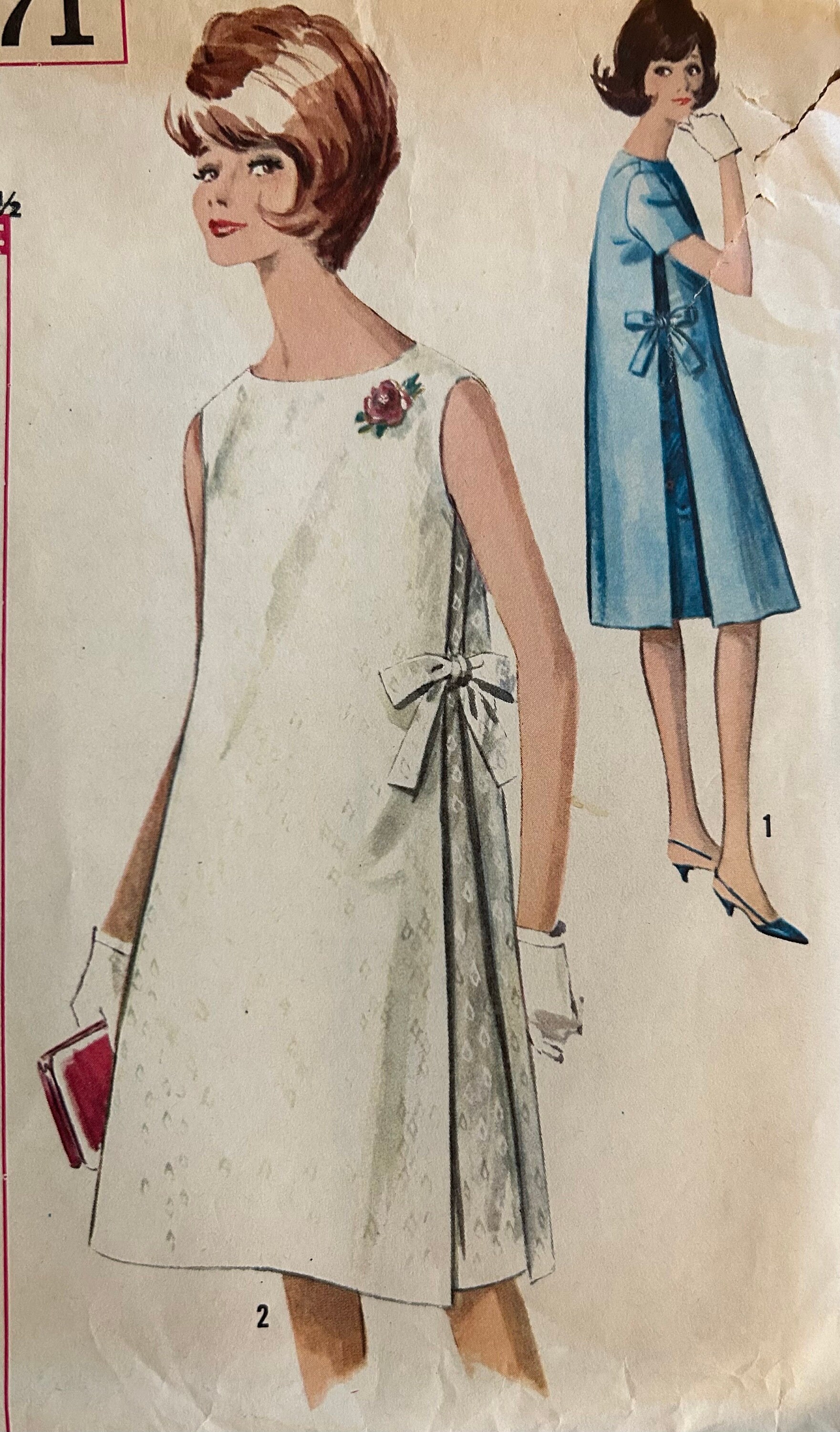 Vintage 1963 Simplicity Sewing Pattern 5271 Maternity One-piece Dress ...