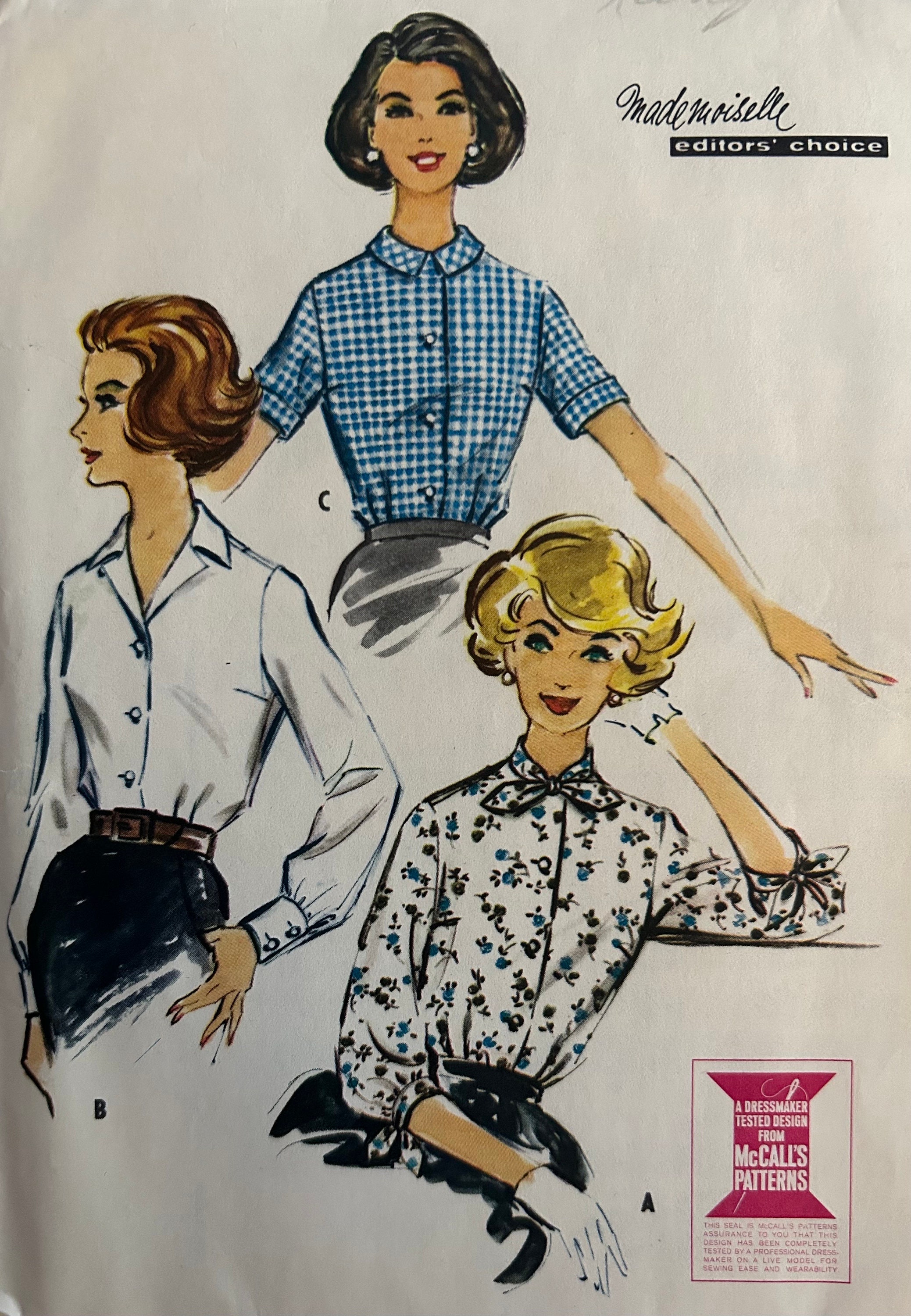Vintage 1959 SIMPLICITY Sewing Pattern 5079 Misses' Button Down Blouse ...