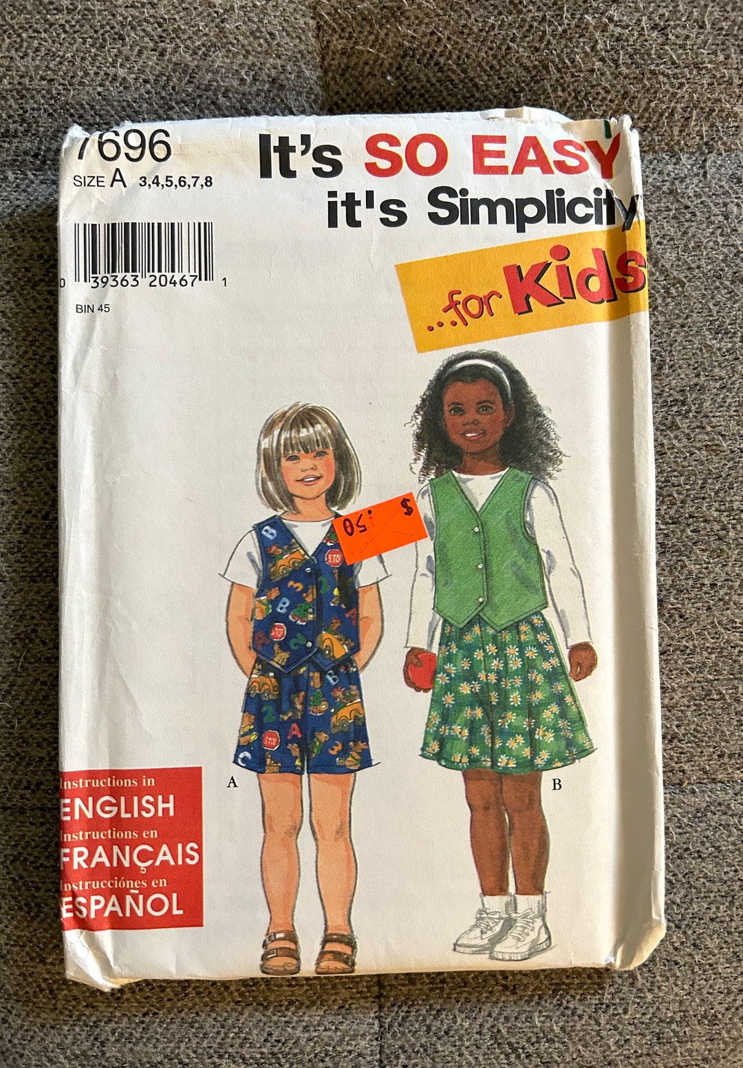 Vintage 1997 Easy Simplicity Pattern 7696 Childs' Vest & Shorts Girl or ...