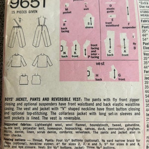Vintage 1971 Simplicity Sewing Pattern 9651 Boys’ Jacket, Pants and ...