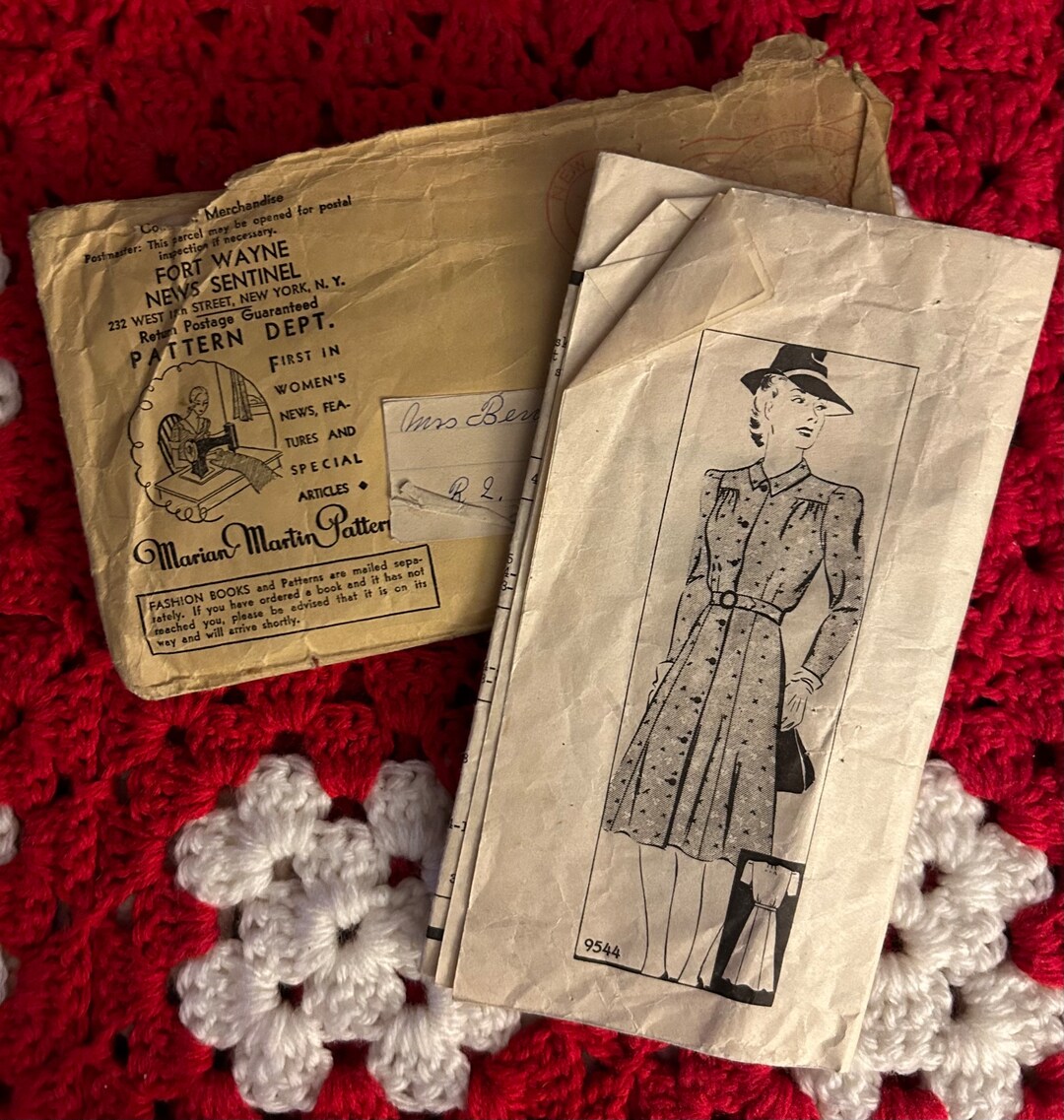 Vintage 1940's Marian Martin Mail Order Sewing Pattern 9544 Misses ...