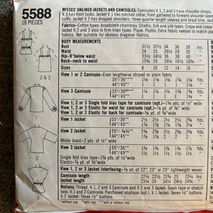 Vintage 1982 Simplicity Sewing Pattern 5588 Misses' Unlined Jackets and ...