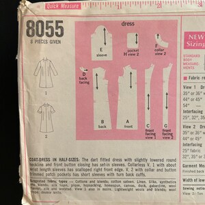 Vintage 1968 Simplicity Sewing Pattern 8055 Coat-dress in Half Sizes ...