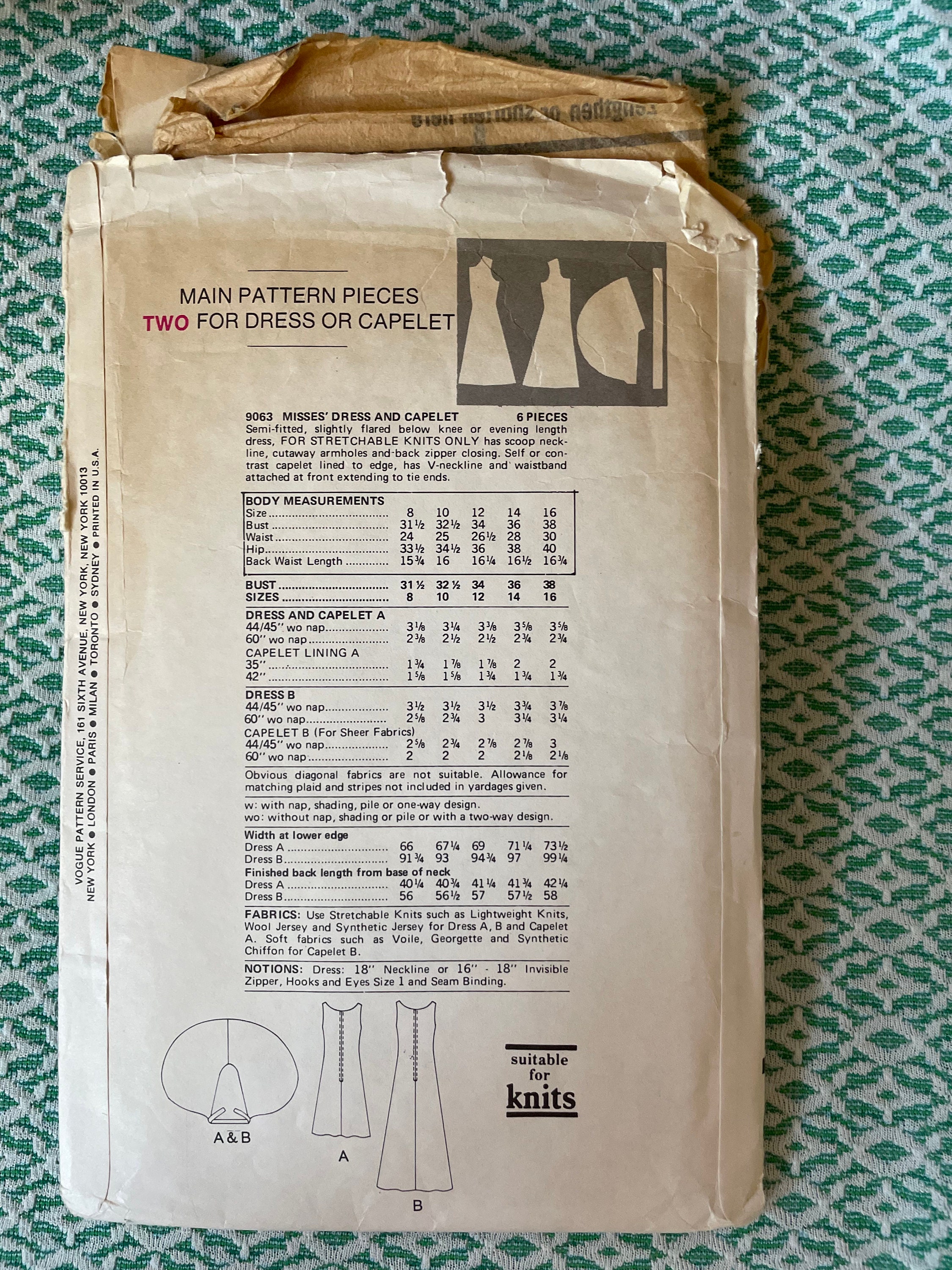 Vintage 1970's Very Easy Vogue Pattern 9063 Misses' Sleeveless Evening ...