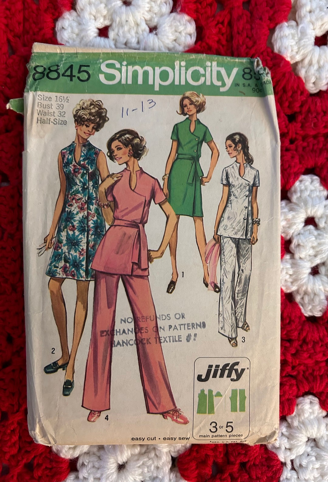 Vintage 1970 Simplicity Sewing Pattern 8845 Jiffy Dress or Tunic ...