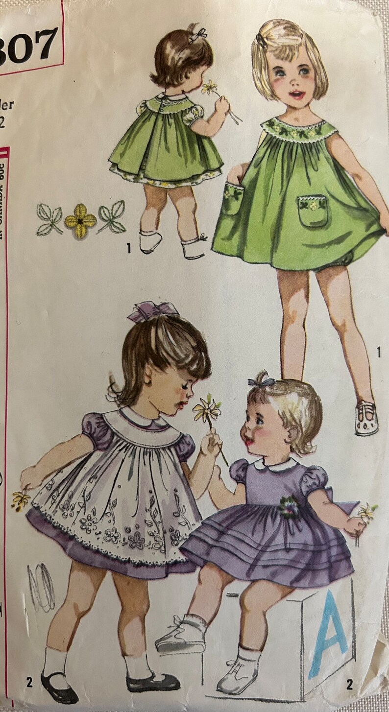 Vintage 1961 Simplicity Sewing Pattern 3807 Toddler’s Dress With Puffy ...