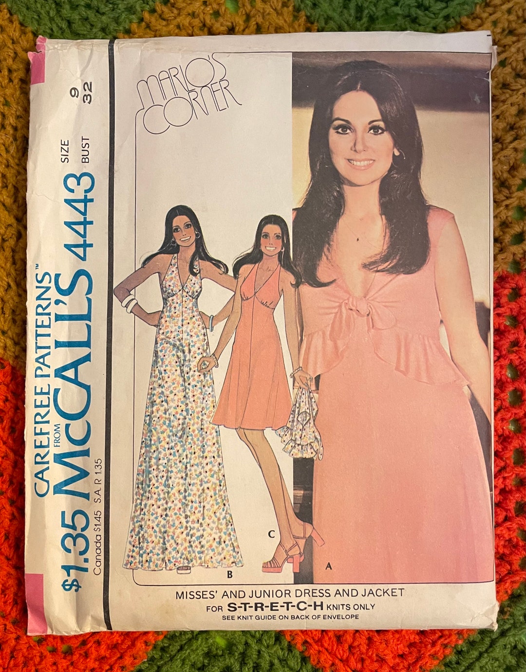 Vintage 1970's Mccall's Sewing Pattern 4443 Long or Short Halter Dress ...