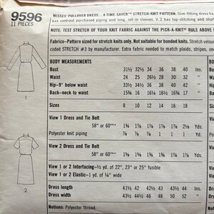 Vintage 1980 Simplicity Sewing Pattern 9596 Misses' Pullover Dress ...